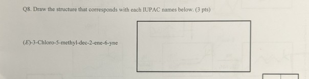Solved Q8. Draw the structure that corresponds with each | Chegg.com