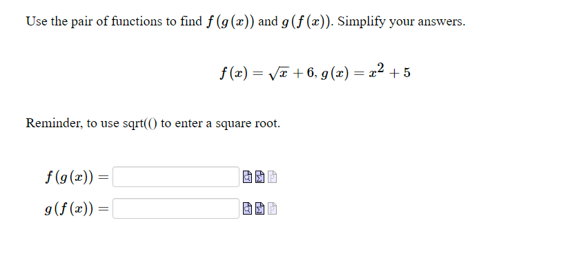 Solved Use the pair of functions to find f(g(x)) and | Chegg.com