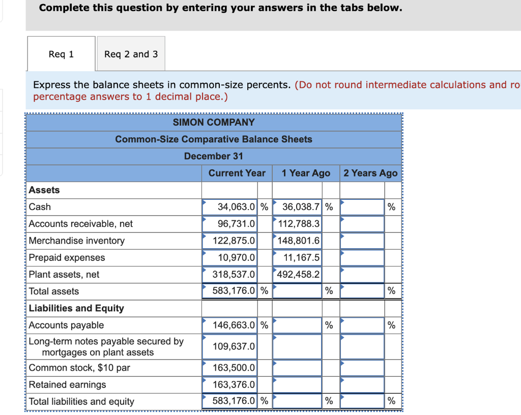 Solved Exercise 13-6 Common-size percents LO P2 Simon | Chegg.com