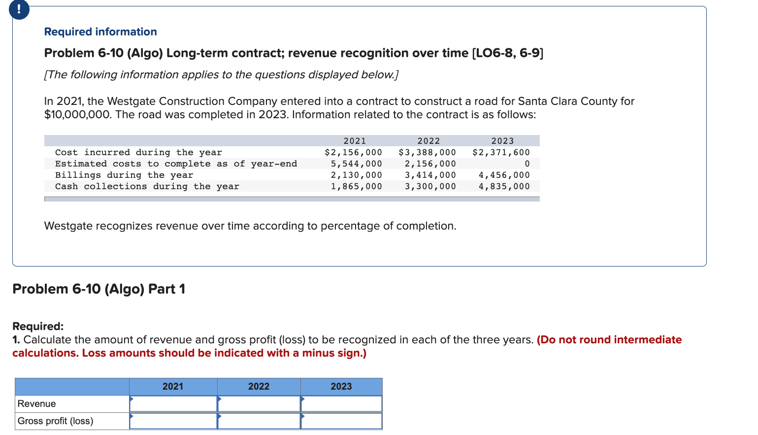 Solved Required information Problem 6-10 (Algo) Long-term | Chegg.com