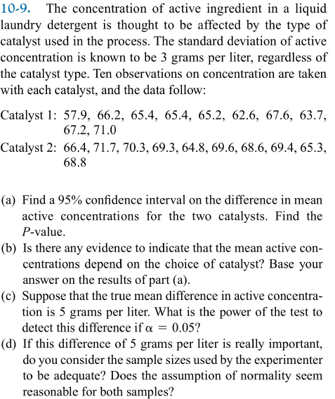 Solved 10-9. The concentration of active ingredient in a | Chegg.com
