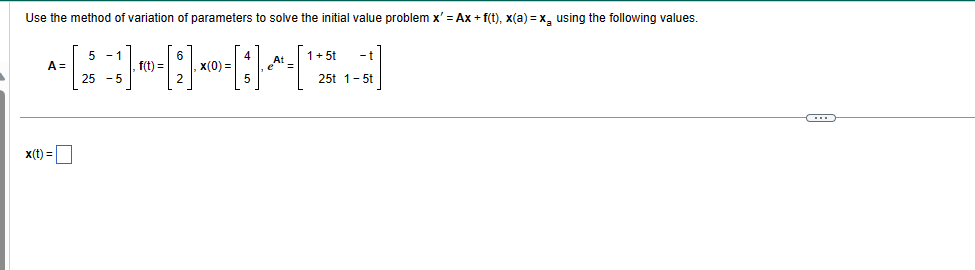 Solved Use the method of variation of parameters to solve | Chegg.com