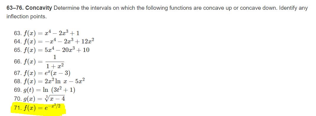 Solved 63-76. ﻿Concavity Determine the intervals on which | Chegg.com