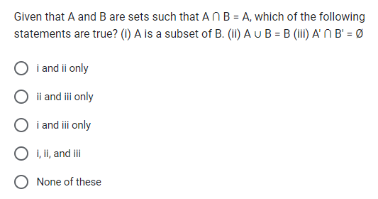 Solved sets and ven Given that A and B ﻿are sets such that | Chegg.com