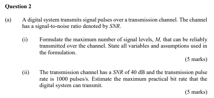 Solved (a) A digital system transmits signal pulses over a | Chegg.com