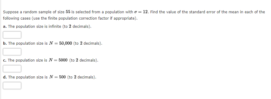 Solved Suppose a random sample of size 55 is selected from a | Chegg.com