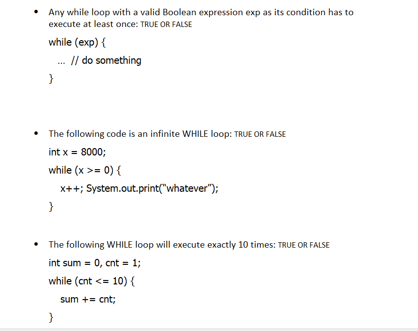 Solved Any while loop with a valid Boolean expression exp as | Chegg.com
