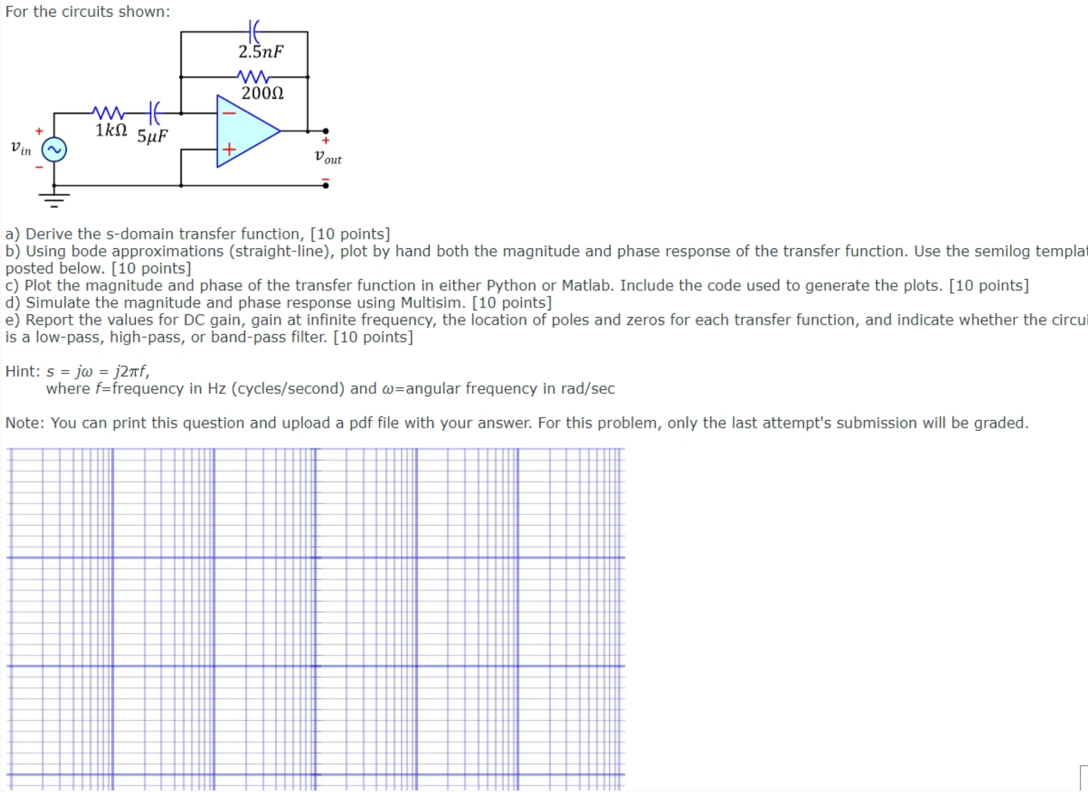 Solved a) ﻿Derive the s-domain transfer function, [10 | Chegg.com