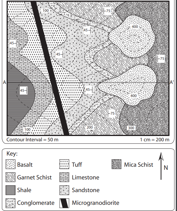 Solved Provide a geological history for this map (profile | Chegg.com