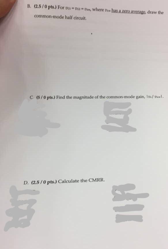 Solved 4. (20 pts.) The given differential amplifier | Chegg.com Solved 4. (20 pts.) The given differential amplifier | Chegg.com