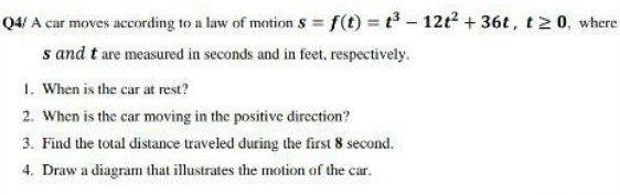 Solved 04/ A car moves according to a law of motion $ = f(t) | Chegg.com