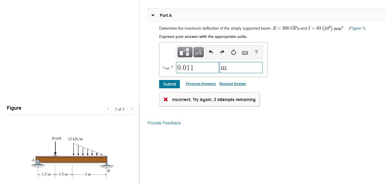 Solved y Part A Determine the maximum deflection of the | Chegg.com