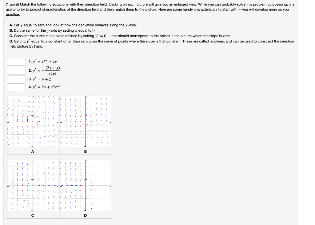 Solved (1 point) Match the following equations with their | Chegg.com