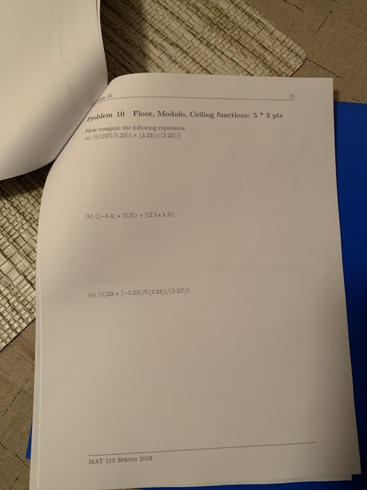 Solved 10 problem 10 Floor, Modulo, Ceiling functions: 5 3 | Chegg.com