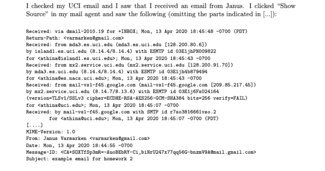 I checked my UCI email and I saw that I received an | Chegg.com