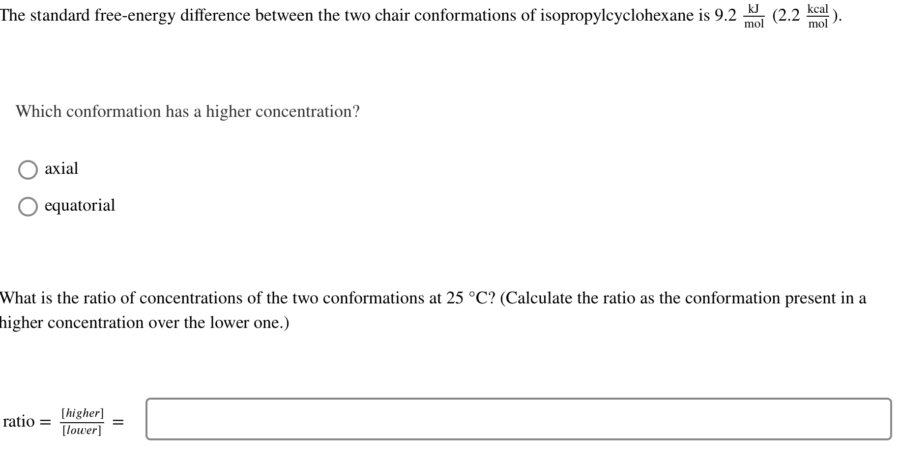 Solved The standard free-energy difference between the two | Chegg.com