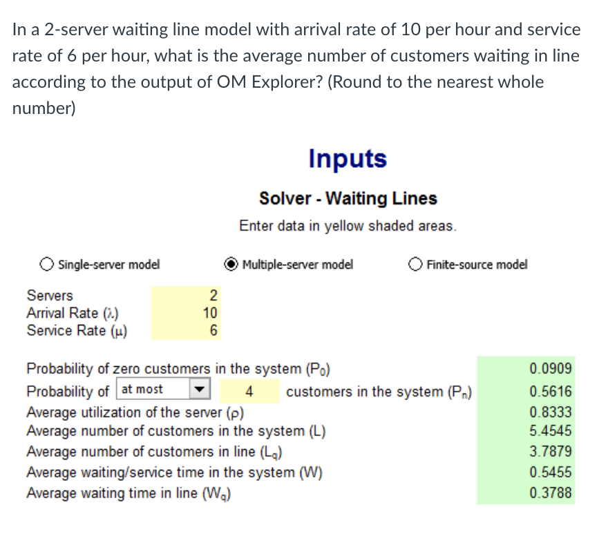 Solved In a 2-server waiting line model with arrival rate of | Chegg.com