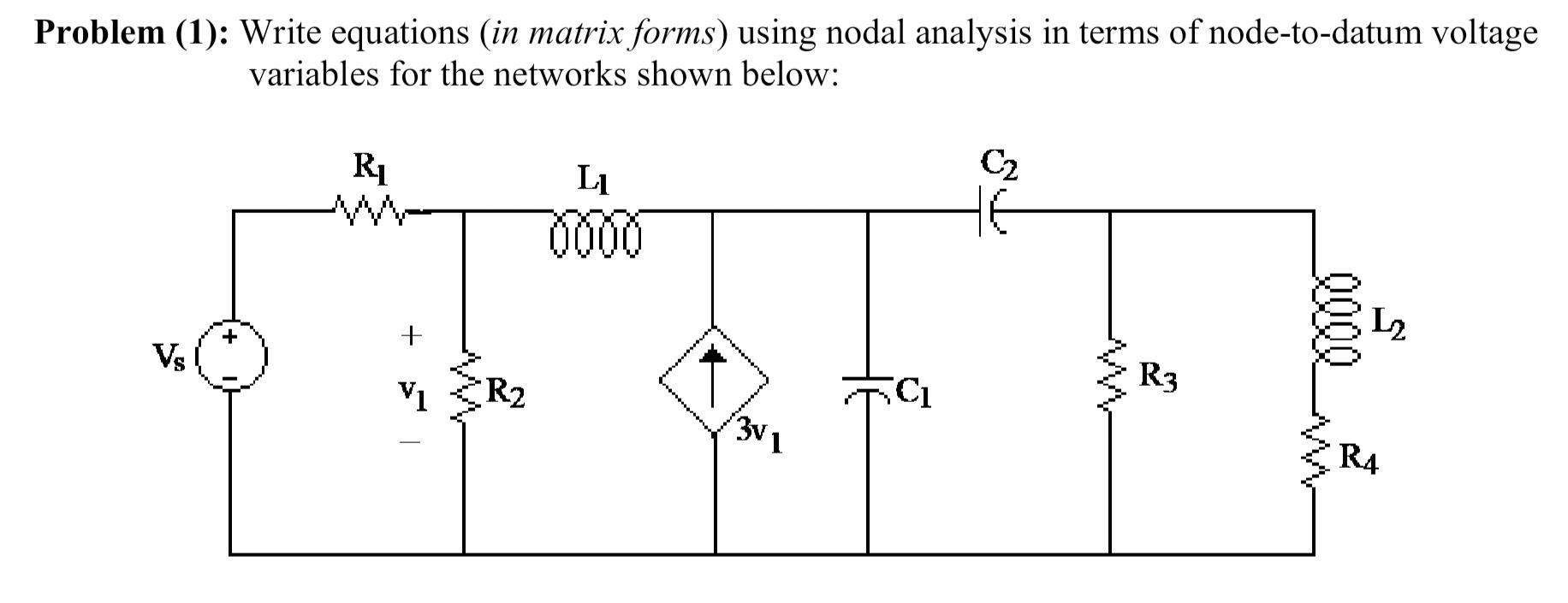 Solved Problem (1): Write equations (in matrix forms) using | Chegg.com