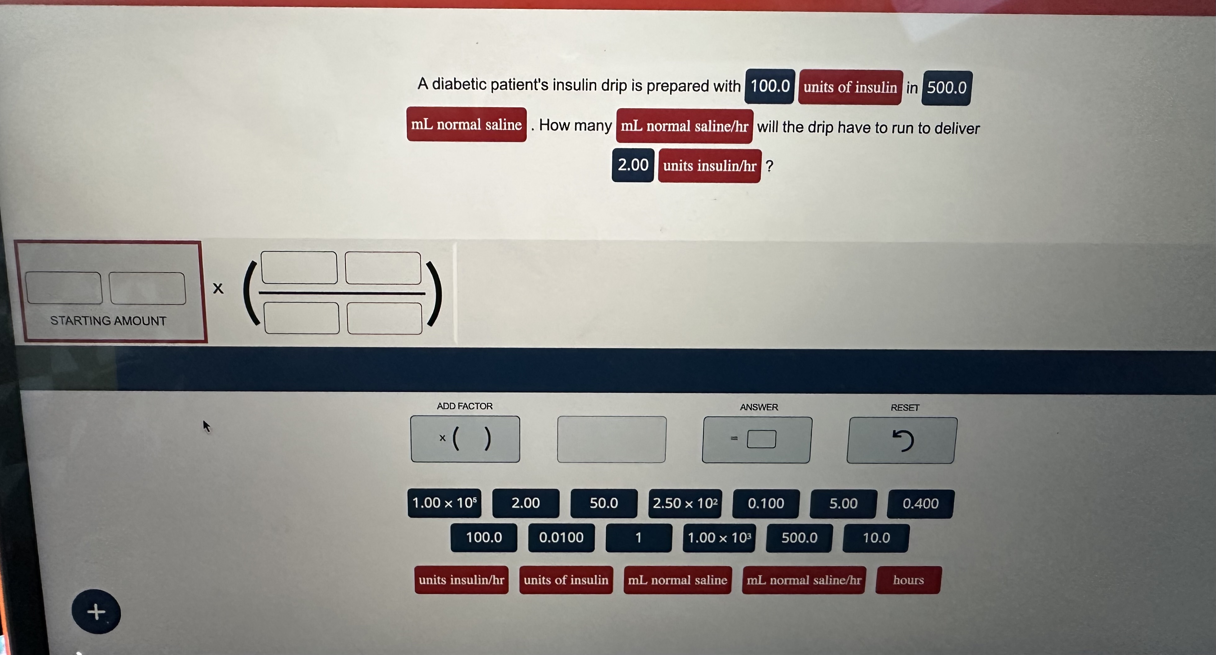 Solved A diabetic patient's insulin drip is prepared with | Chegg.com