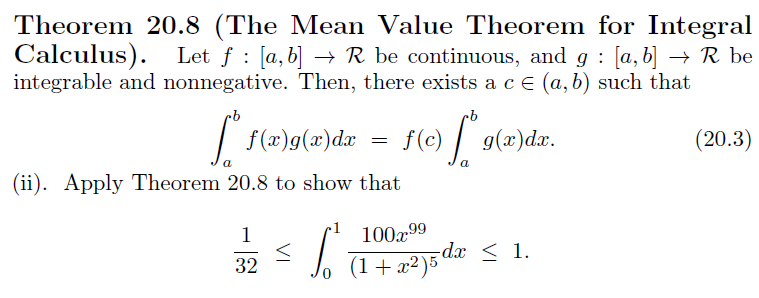 Solved Theorem 20 8 The Mean Value Theorem For Integral Chegg
