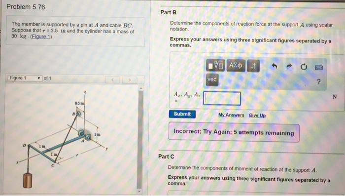 Solved Statics Problem: Part B and C with steps. Mostly B is | Chegg.com