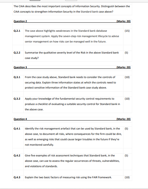 [Solved]: The CIAA describes the most important concepts of