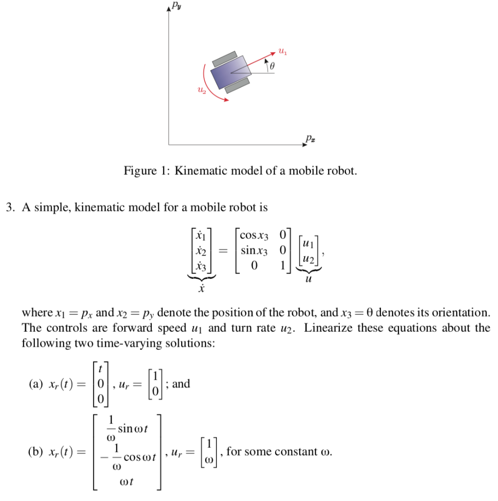 Figure 1: Kinematic model of a mobile robot. 3. A | Chegg.com