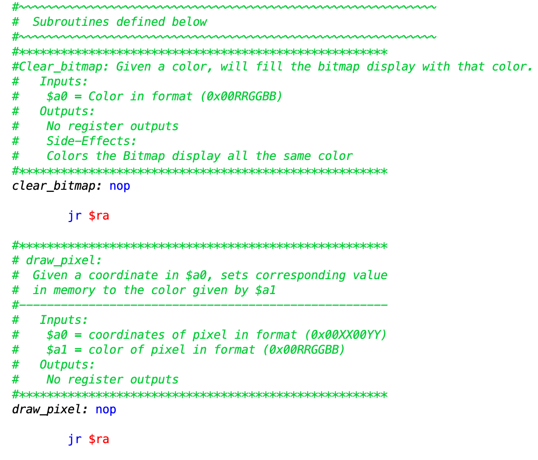 The template is to create subroutines. The test file | Chegg.com