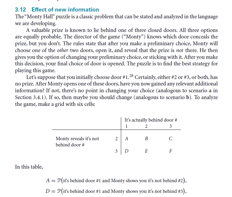 Solved 3.12 Effect of new information The "Monty Hall” | Chegg.com