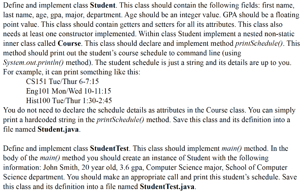 Solved Define and implement class Student. This class should | Chegg.com