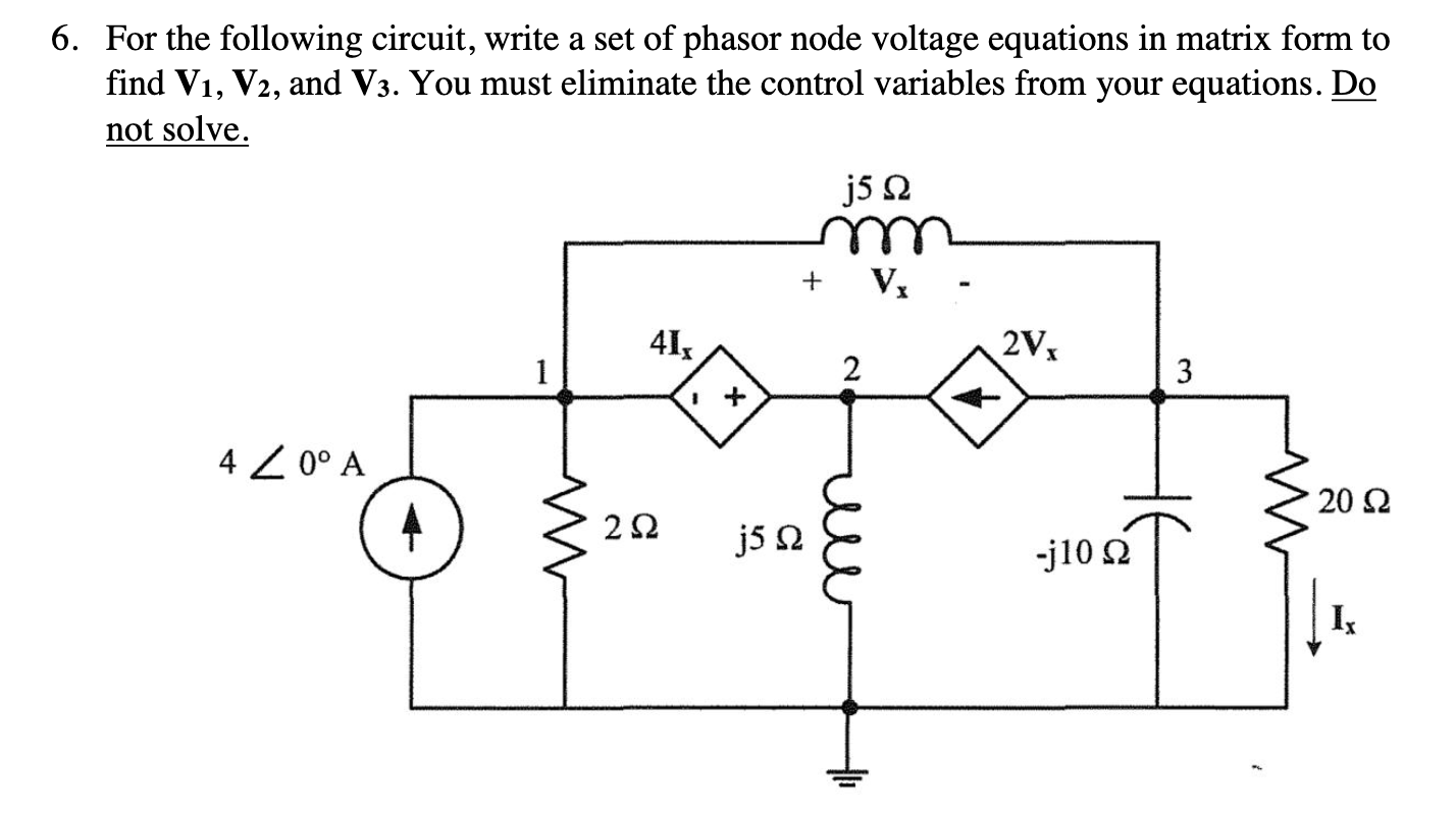 Solved For the following circuit, write a set of phasor node | Chegg.com