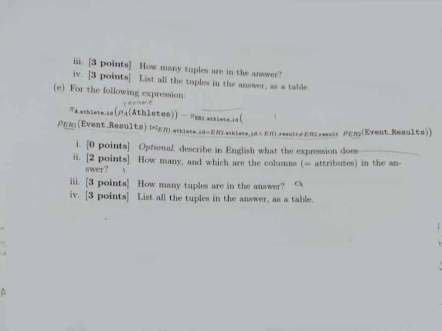 Solved Consider the relations of a database for the 2016.01 | Chegg.com