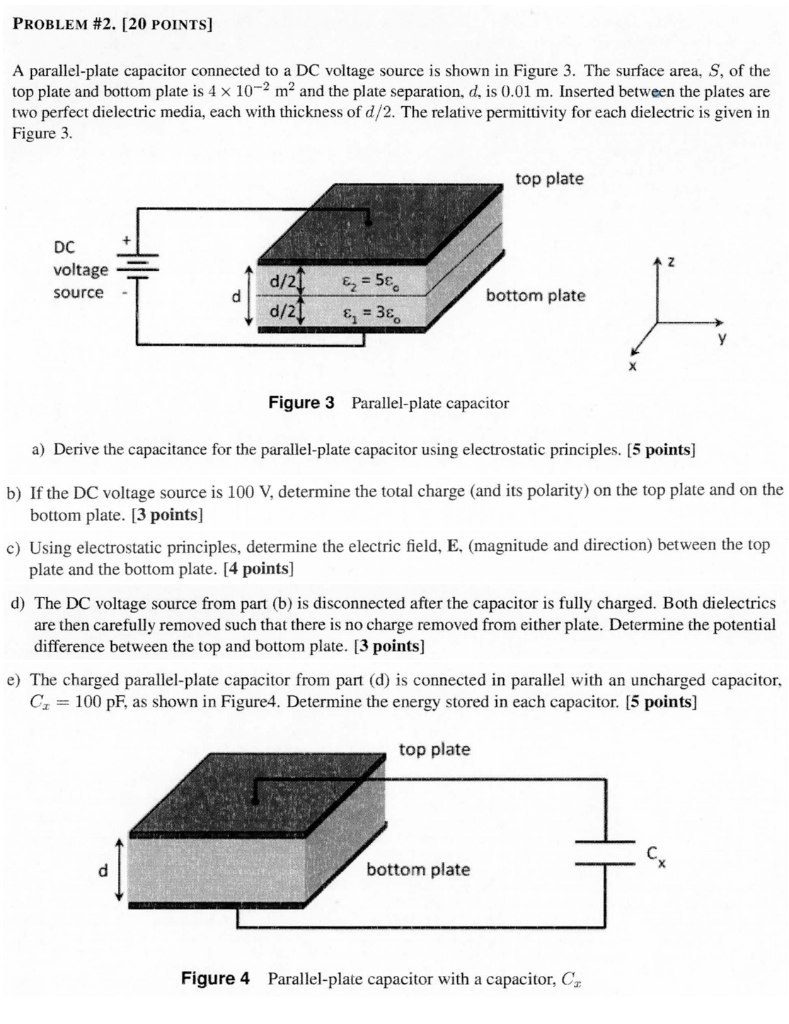 Solved PROBLEM #2. [20 POINTS] A parallel-plate capacitor | Chegg.com