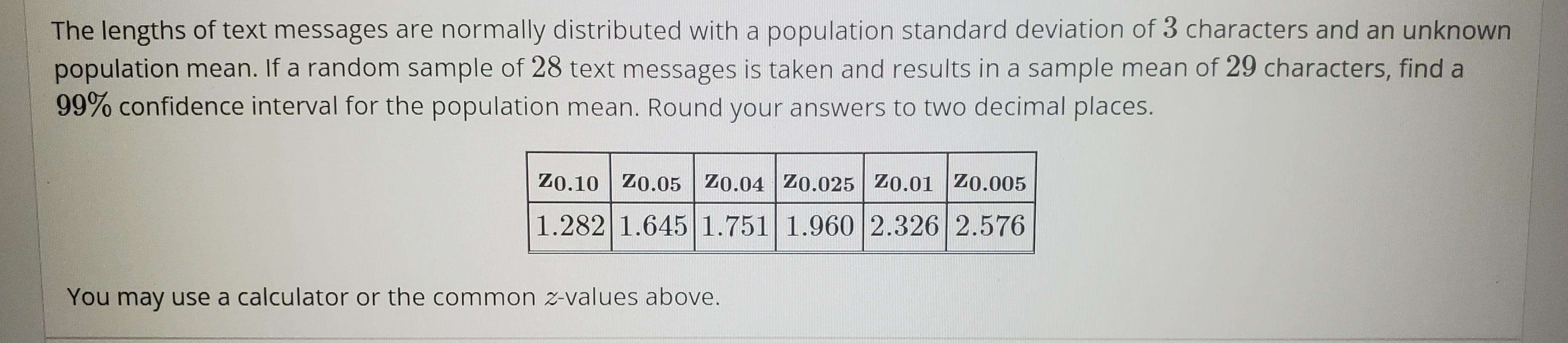 Solved The lengths of text messages are normally distributed | Chegg.com