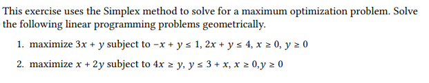 Solved This exercise uses the Simplex method to solve for a | Chegg.com