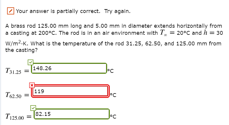 Solved | Your answer is partially correct. Try again A brass | Chegg.com