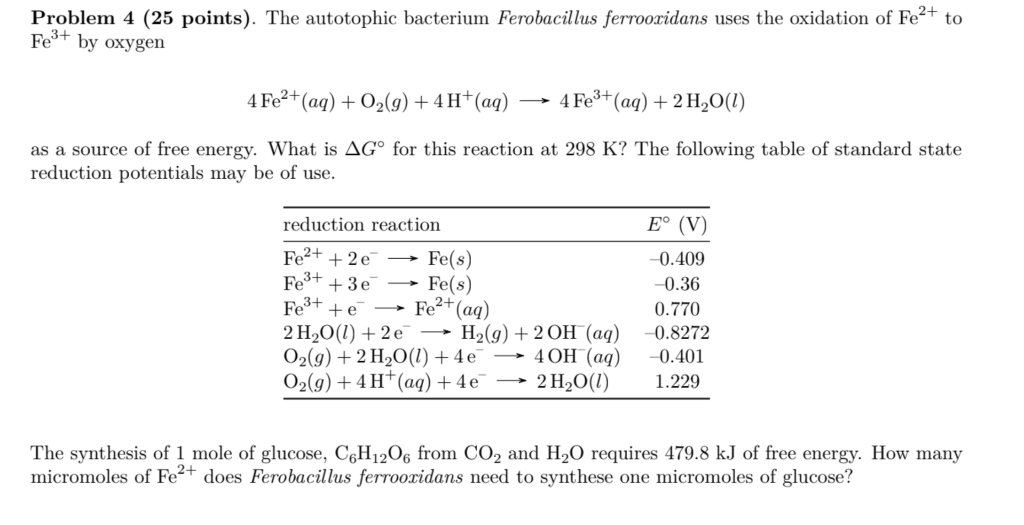 Solved Problem 4 (25 points). The autotophic bacterium | Chegg.com