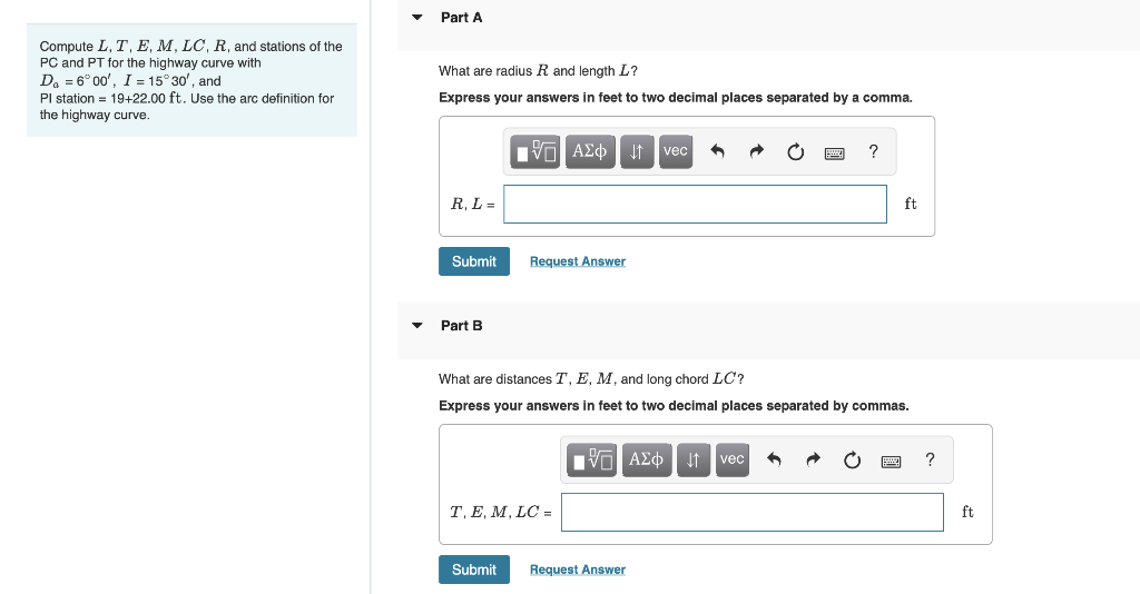 Solved Compute L,T,E,M,LC,R, and stations of the PC and PT | Chegg.com