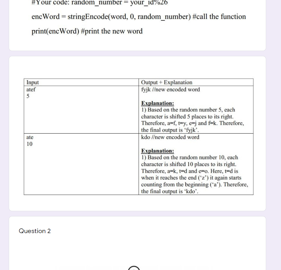 Solved Question 1 Take a single word(string) as first input | Chegg.com