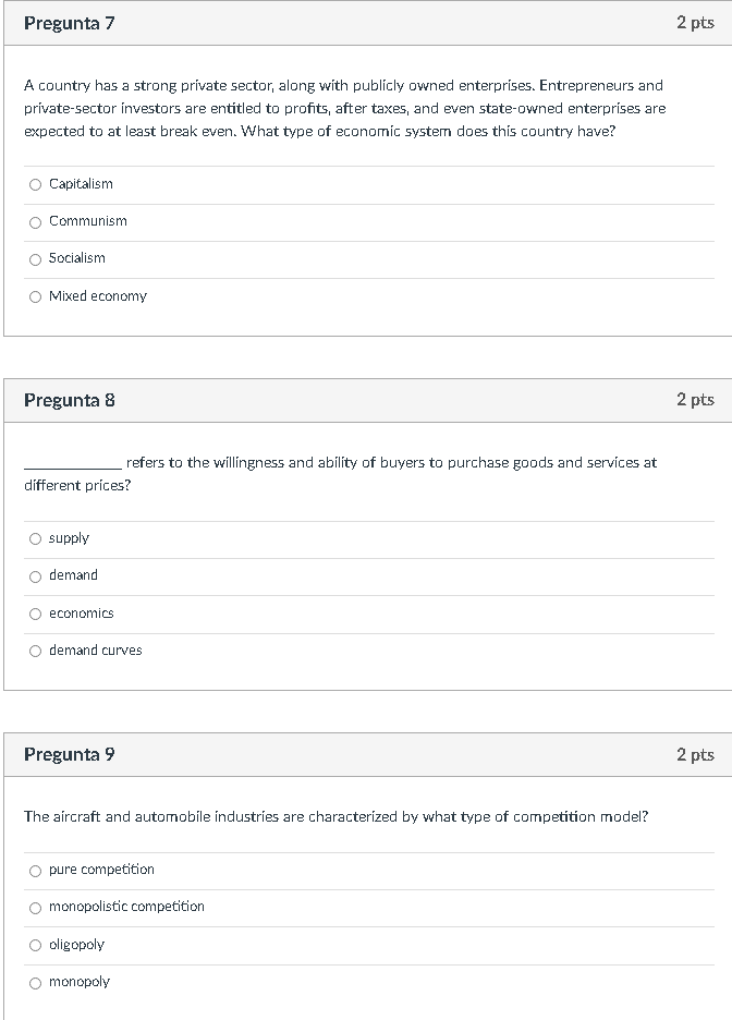 Solved Pregunta 7 2 pts A country has a strong private | Chegg.com