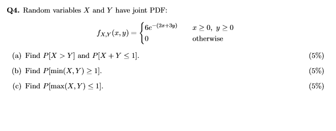 Solved Q4. Random variables X and Y have joint PDF: | Chegg.com