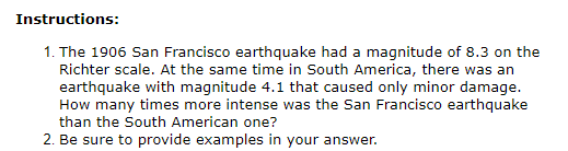 Solved Instructions: 1. The 1906 San Francisco earthquake | Chegg.com