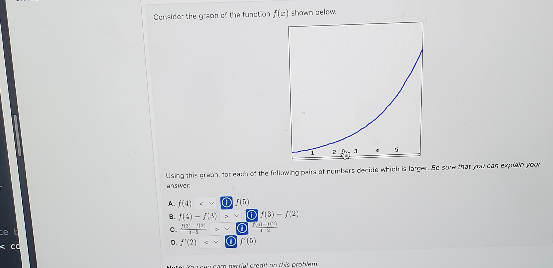 Solved Consider the graph of the function f(x) ﻿shown | Chegg.com