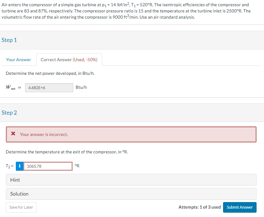 Solved Air enters the compressor of a simple gas turbine at | Chegg.com