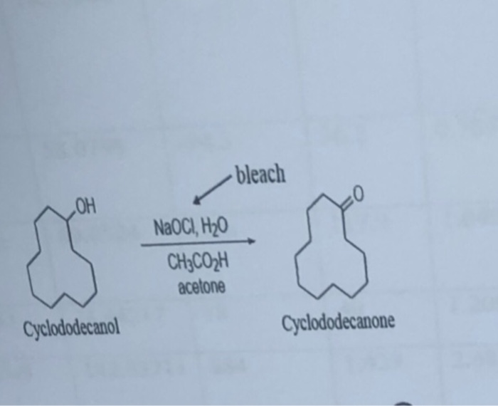 NaOCI Oxidation &t Cyclododecanel Using the included | Chegg.com