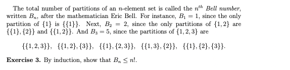 Solved The total number of partitions of an n-element set is | Chegg.com