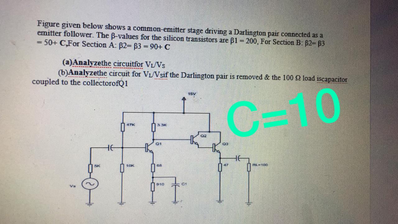 Solved Figure given below shows a common-emitter stage | Chegg.com