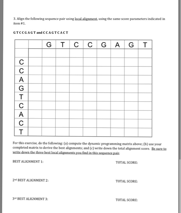 Solved BIO 3350: ELEMENTS OF BIOINFORMATICS LAST NAME: FIRST | Chegg.com