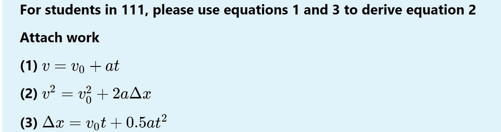 Solved For students in 111, please use equations 1 and 3 to | Chegg.com
