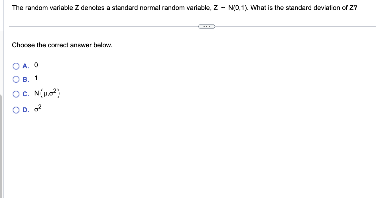 Solved The random variable Z denotes a standard normal | Chegg.com